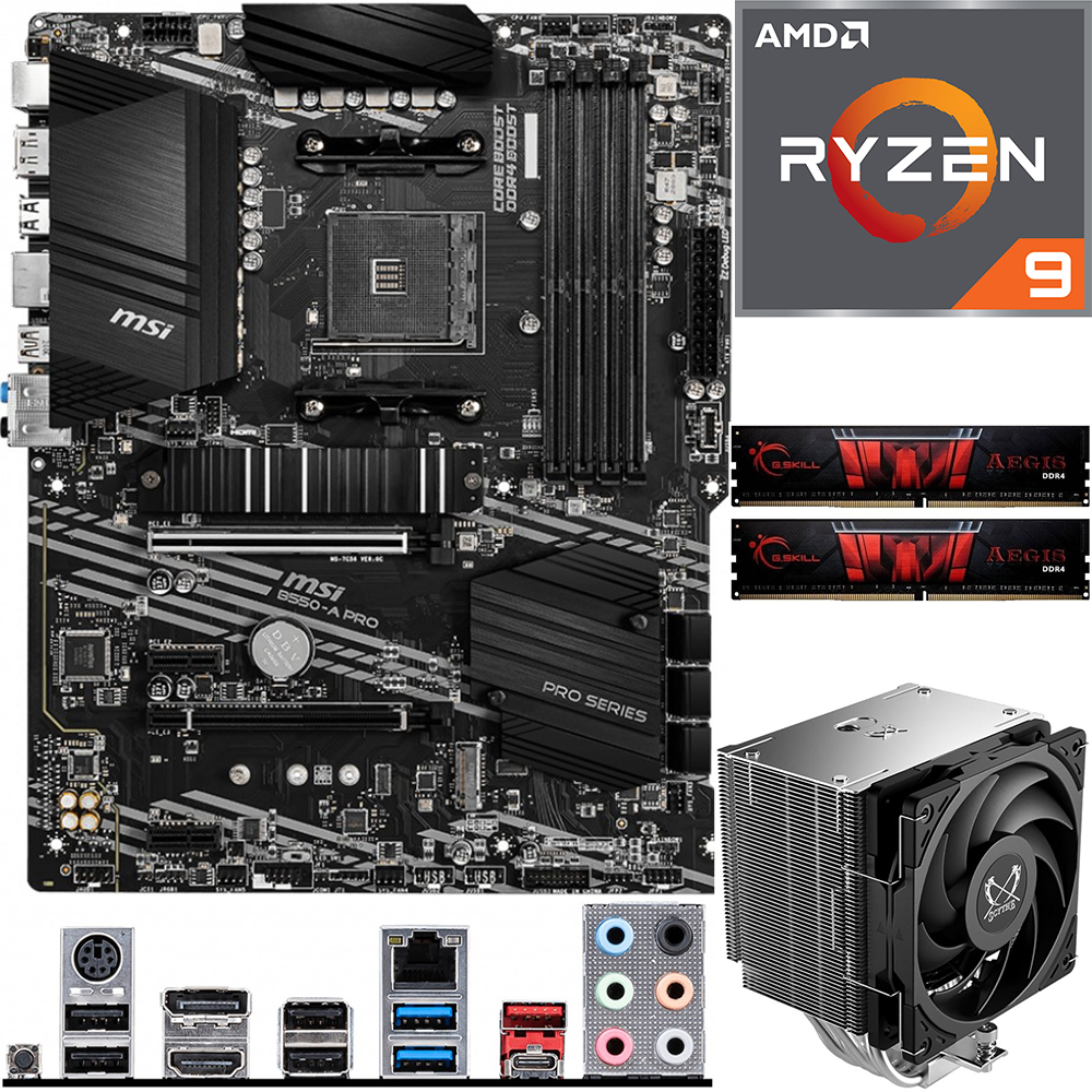 Aufrüstkit AMD Ryzen 9 5900X (12x 3,7GHz) + 32GB RAM + MSI Aufrüstkit AMD Ryzen 9 5900X (12x 3,7GHz) + 32GB RAM + MSI